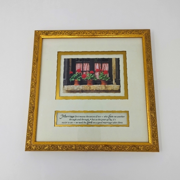 Accents | Christian Marriage Art In Beautiful Gold Tone Floral Frame ...